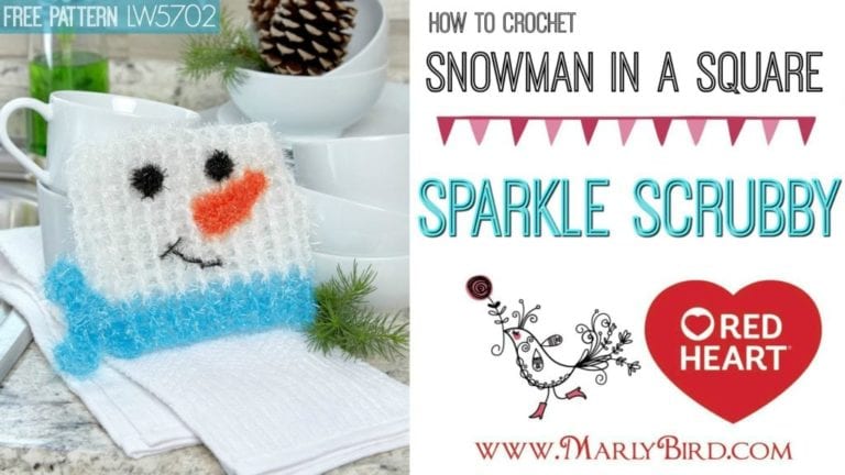 Snowman in a Square Sparkle Scrubby-Snowman Washcloth | Marly Bird
