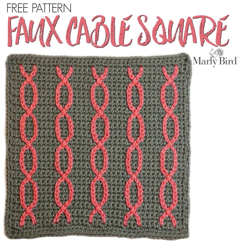 Free Crochet Pattern Faux Cable Square | Marly Bird
