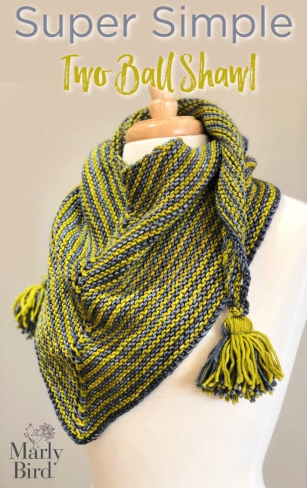 Super Simple Two Ball Shawl || Beginner Knit Shawl Pattern | Marly Bird