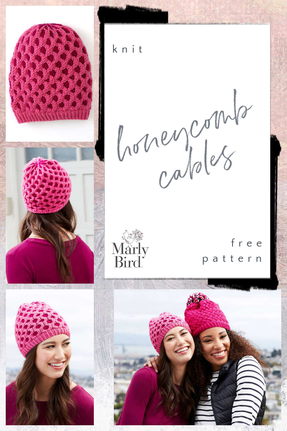 Honeycomb Cable Stitch Free Knit Hat Pattern | Marly Bird