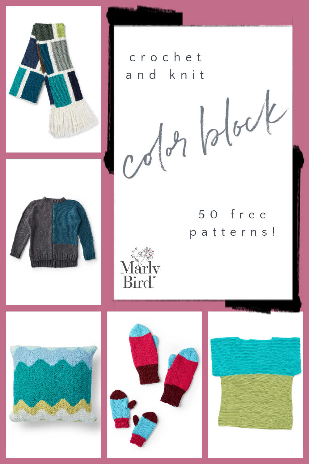 50 Free Color Block Projects to Knit and Crochet | Marly Bird