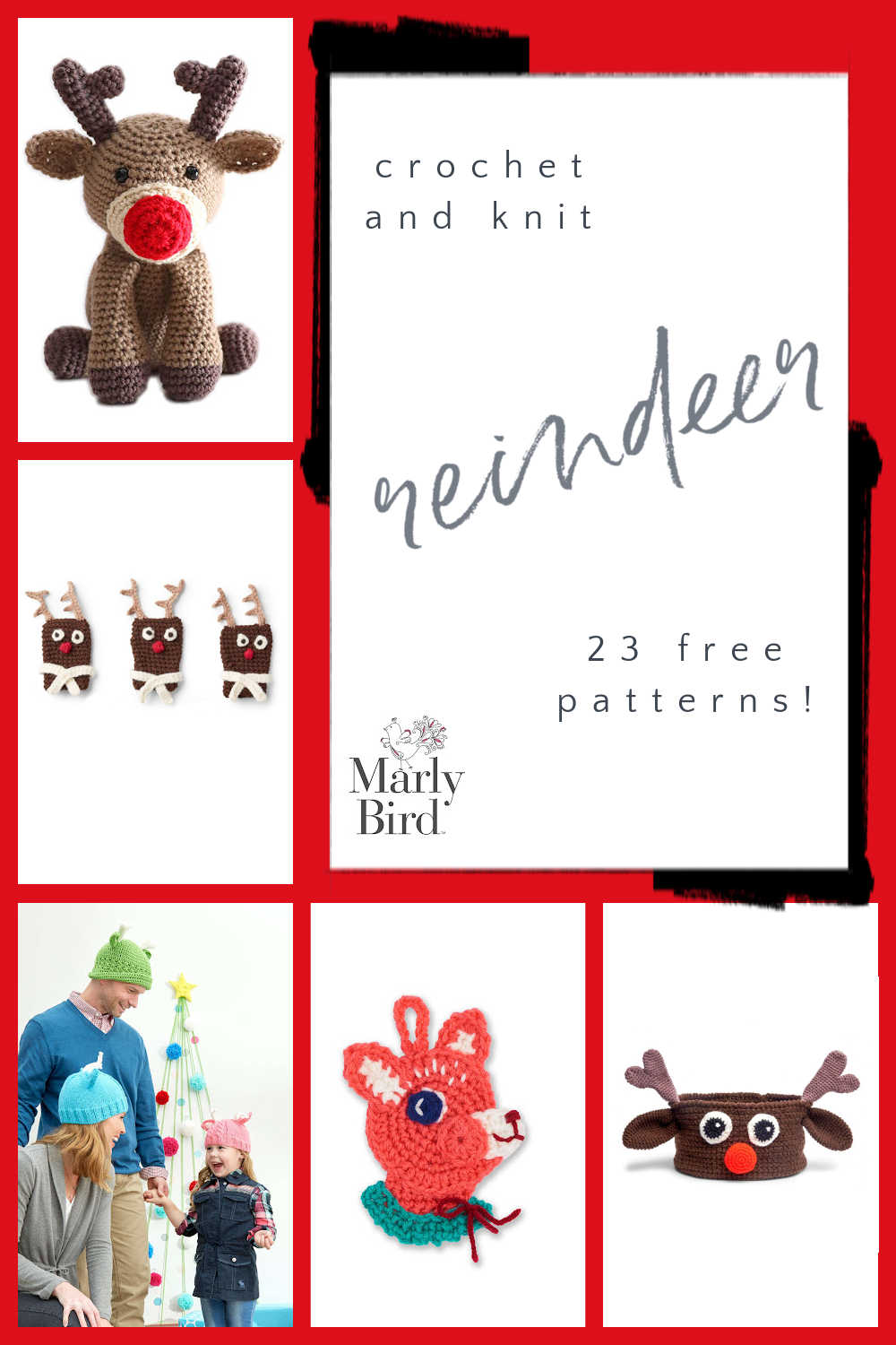 23 Free Knit and Crochet Reindeer Patterns | Marly Bird