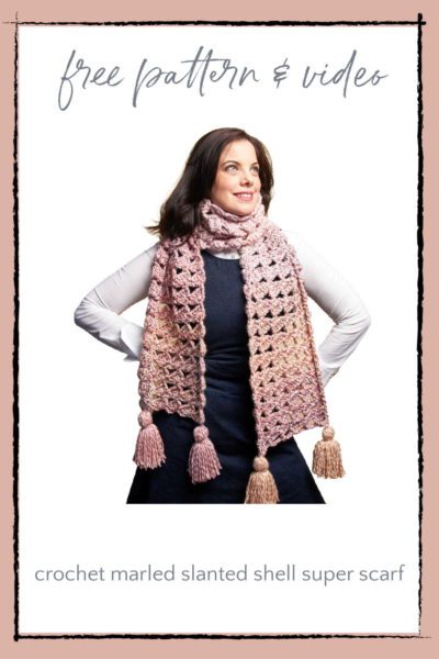 Crochet Slanted Shell Super Scarf Free Pattern | Marly Bird