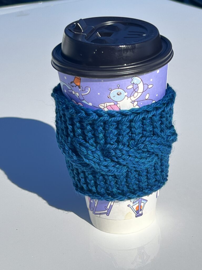 Free Knit Cup Cozy Pattern | Reusable Cable Coffee & Tea Sleeve