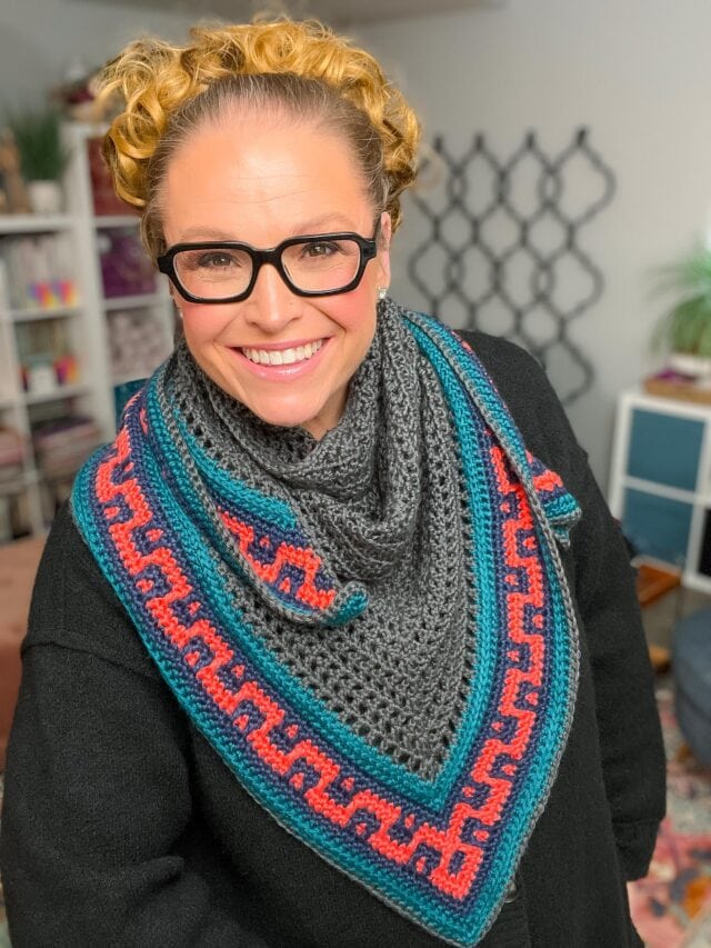 Free Coral Ridge Crochet Shawl Pattern — Colorwork Triangle Crochet ...