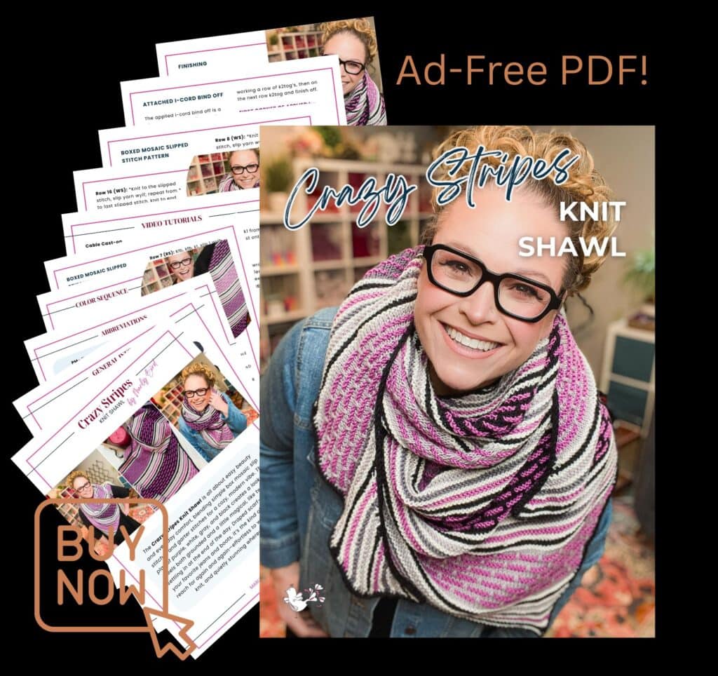 Free Easy Knit Crescent Shawl Pattern with Box Mosaic Stitches | Marly Bird