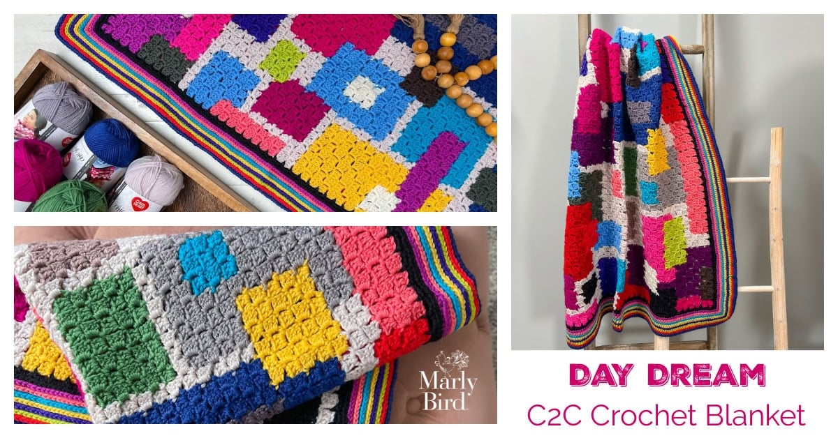 Day Dream C2C Crochet Blanket – Free Colorful Throw Pattern | Marly Bird