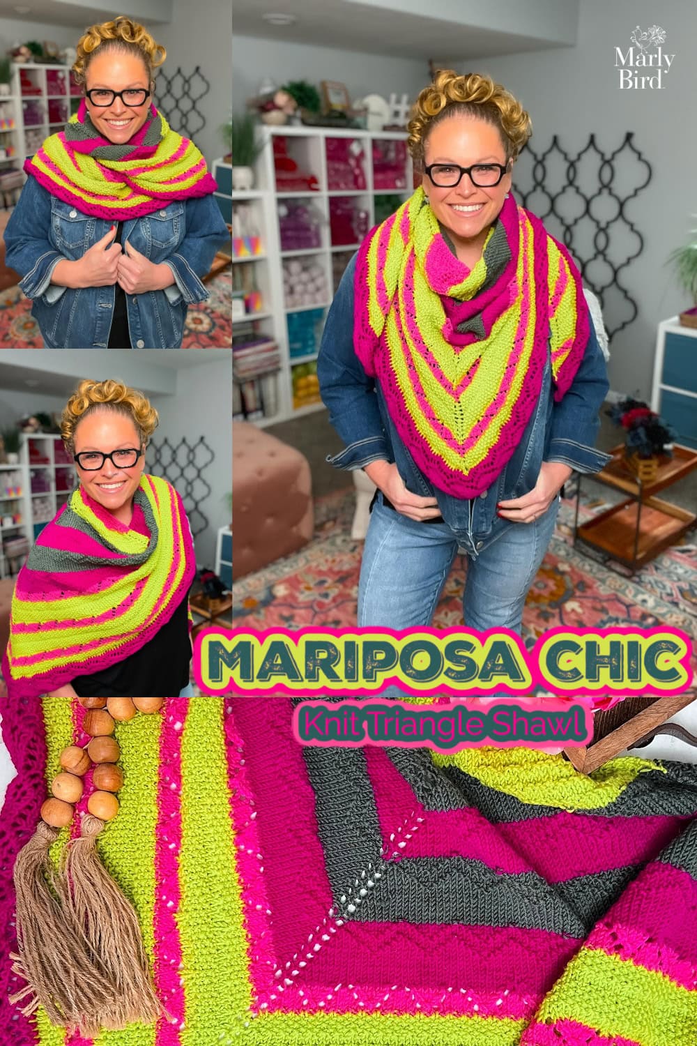 Free Knit Triangle Shawl Pattern | Mariposa Chic Shawl