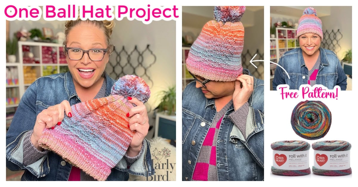 Long Color Changing Yarn FREE Knit Hat Pattern - Roy G Biv Hat