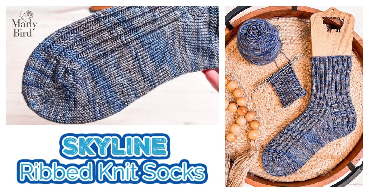 Free Ribbed Knit Socks Pattern | Skyline Ribbed Knit Socks by Marly Bird