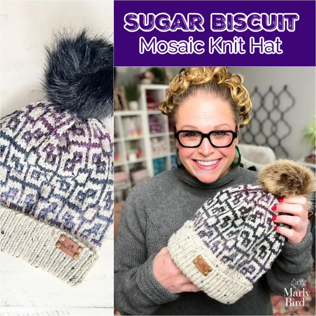 Sugar Biscuit Knit Hat Pattern – Easy Mosaic Knitting Colorwork